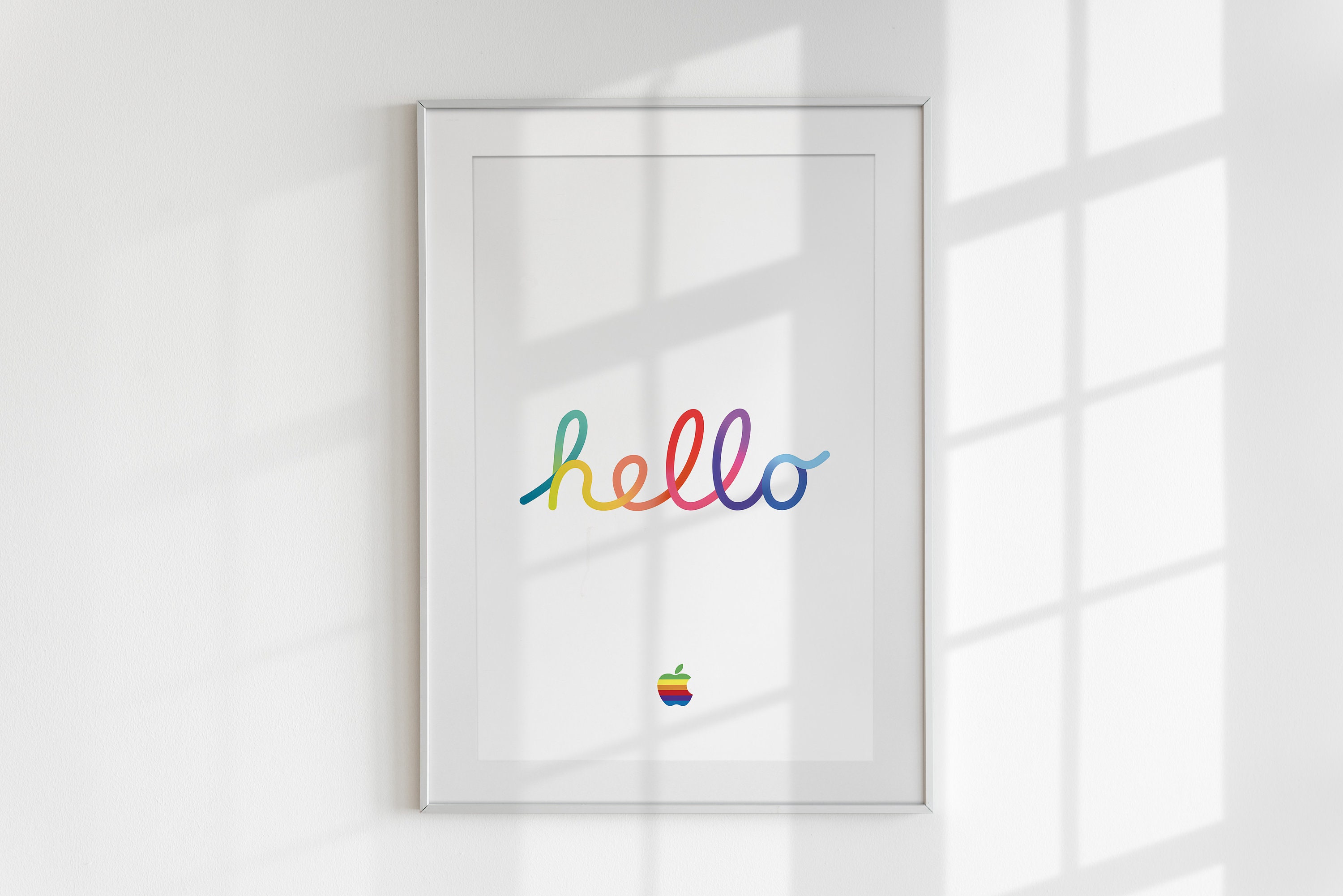 Apple Hello Poster, Apple Logo Poster, Rainbow Apple Logo, Apple Wall ...