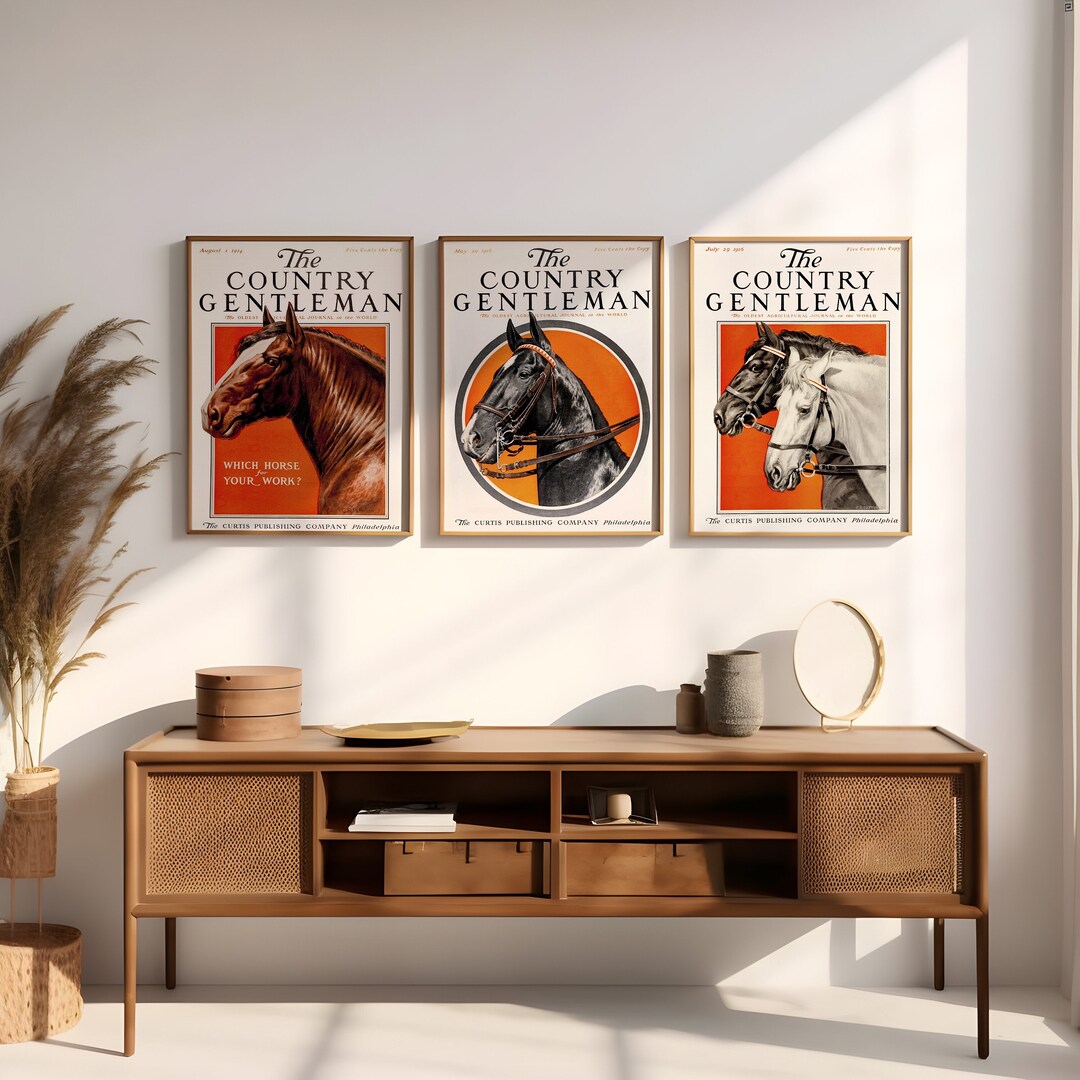 Set of 3 Country Gentleman Horse Poster, Vintage Country Gentleman ...