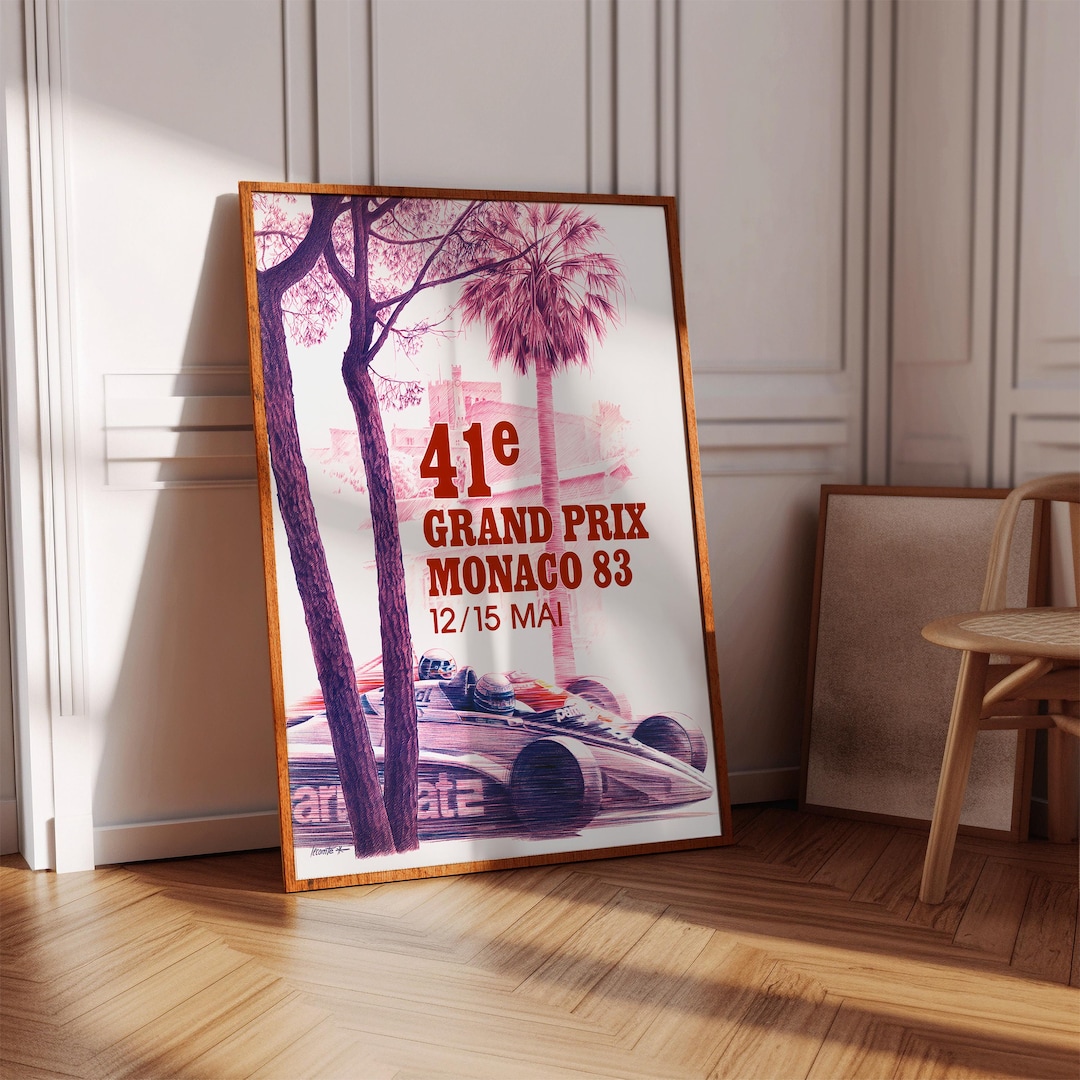 1983 Monaco Grand Prix Poster, 1983 Formula 1 Monte Carlo, Vintage ...