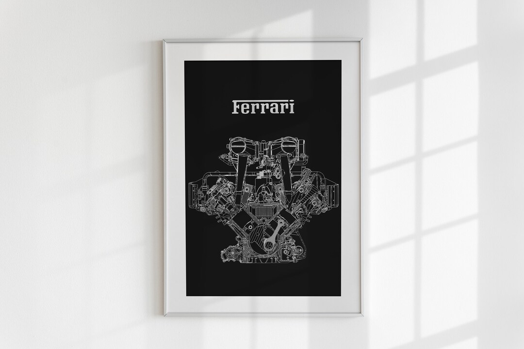 Ferrari 458 Italia V8 Engine Sketch, Car Engine Sketch, Car Sketch, Car ...