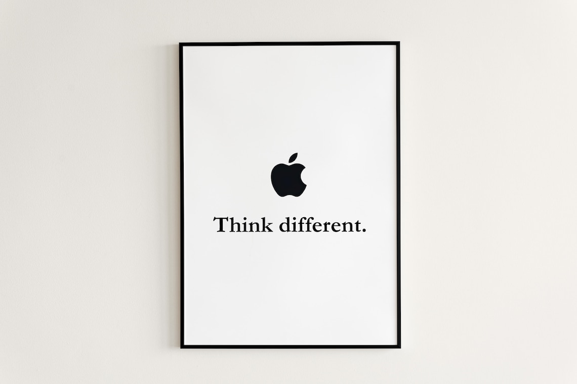 Think Different Apple Slogan Poster, Apple Logo Poster, Rainbow Apple ...