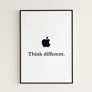 Think Different Apple Slogan Poster, Apple Logo Poster, Rainbow Apple ...
