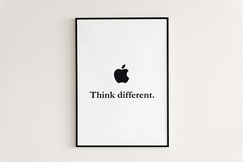Think Different Apple Slogan Poster, Apple Logo Poster, Rainbow Apple ...