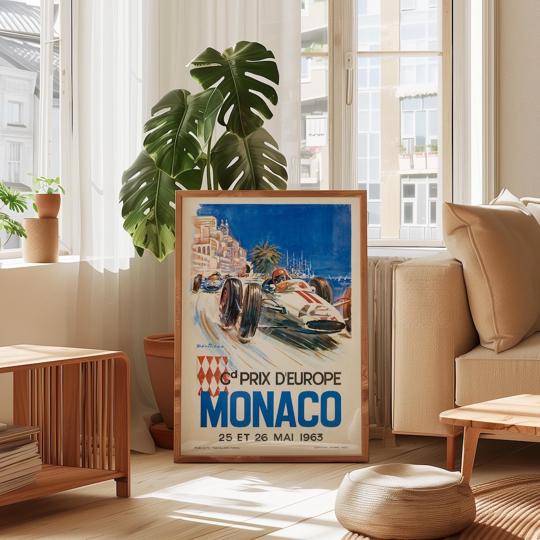 1963 Monaco Grand Prix Poster, 1963 Monte Carlo Grand Prix, Vintage ...