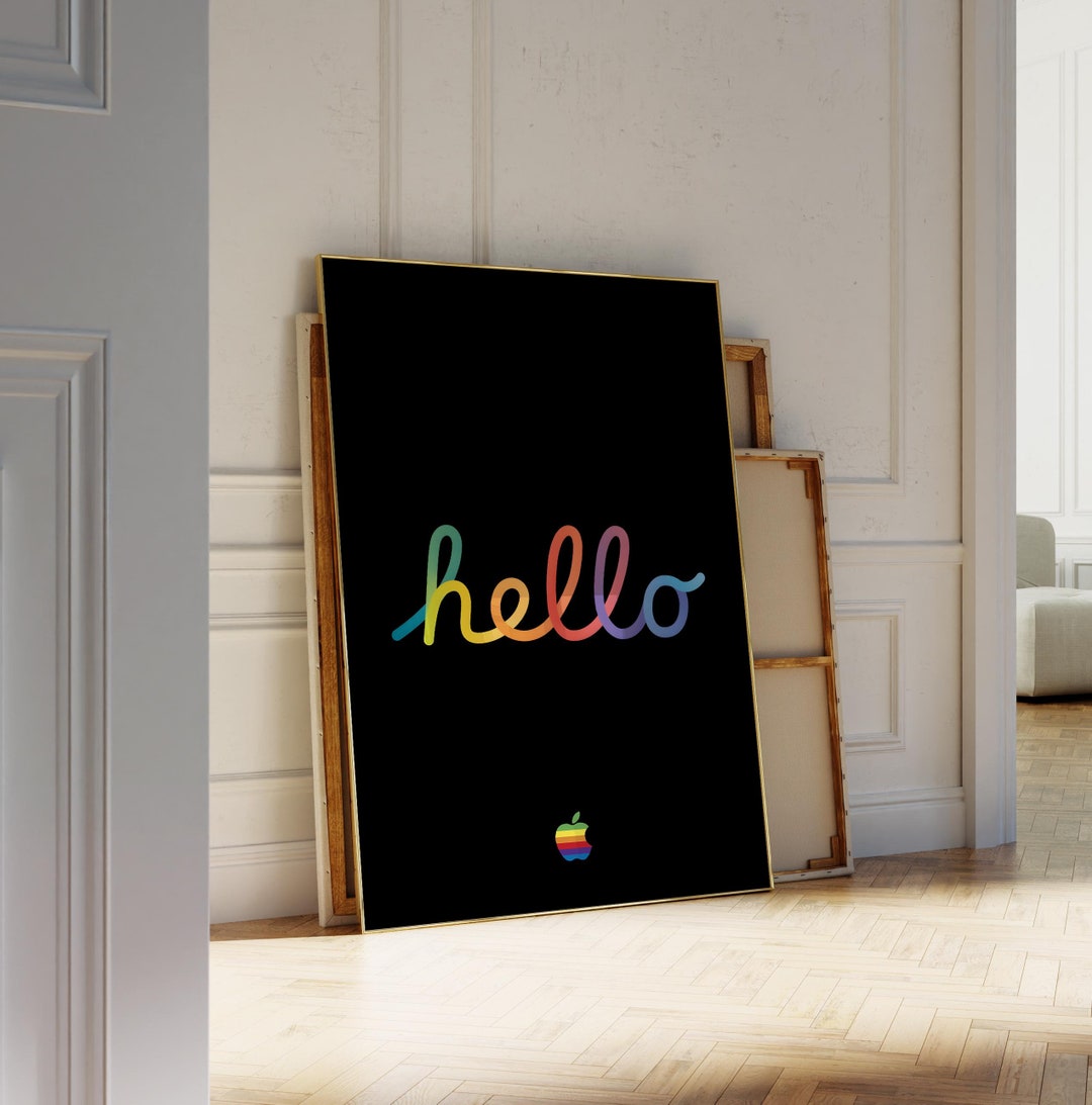 Apple Hello Poster, Apple Logo Poster, Rainbow Apple Logo, Apple Wall ...