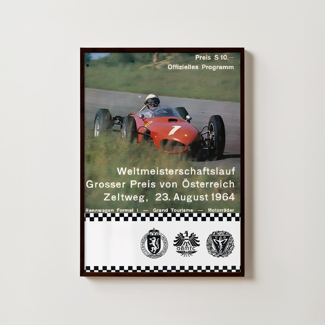 1964 Austrian Grand Prix Poster, Vintage Formula 1 Poster ...