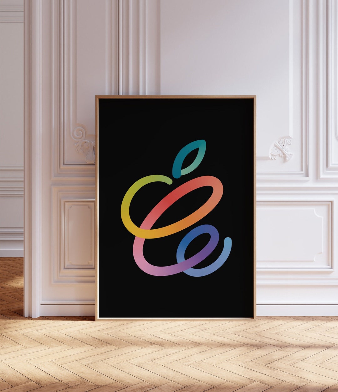 Apple Rainbow Poster, Black Apple Poster, Apple Logo Poster, Gift for ...