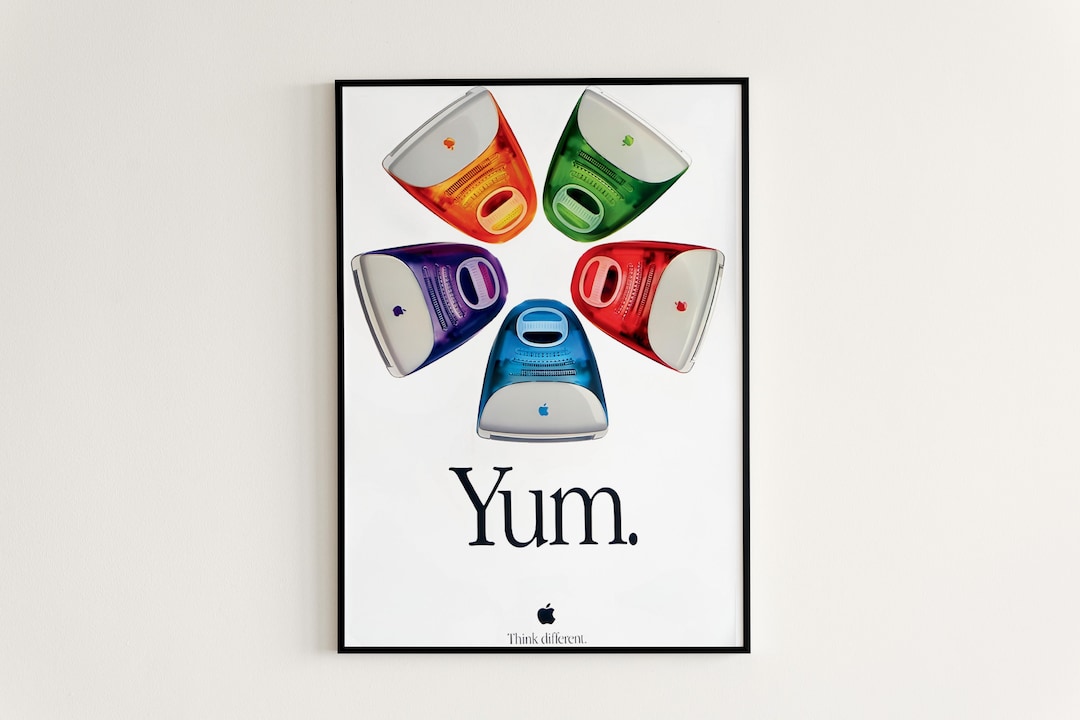 Vintage Apple Posters, Apple Logo Poster, Rainbow Apple Logo, Gift for ...