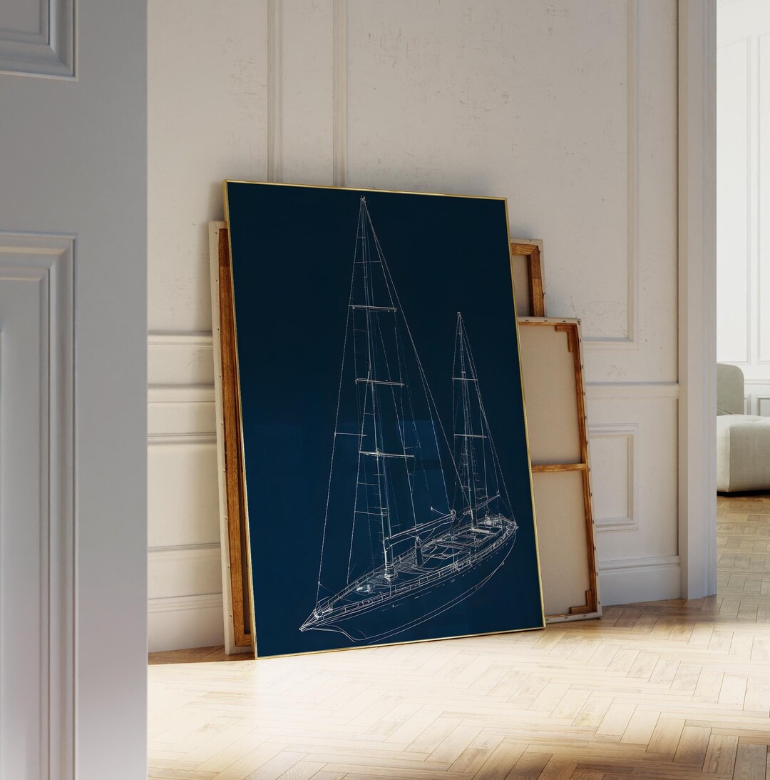 Sailing Boat Blueprint Poster, Sailing Boat Patent Print, Blueprint ...