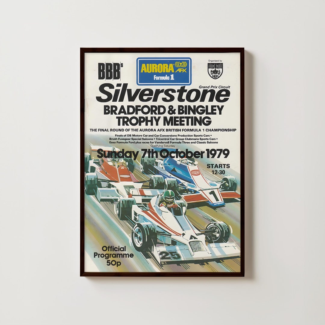 1979 British Grand Prix Poster, 1979 Silverstone, Vintage Formula 1 ...