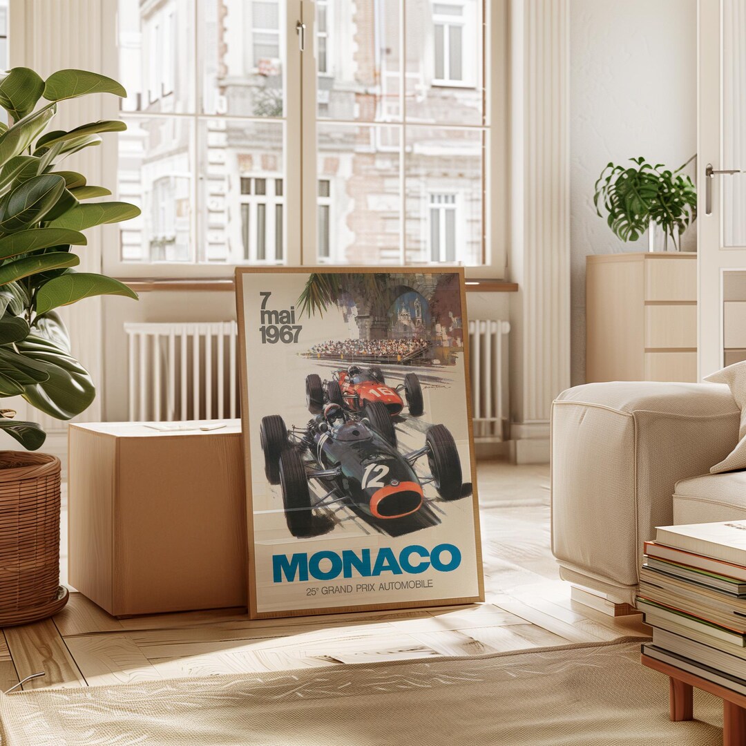1967 Monaco Grand Prix Poster, 1967 Monte Carlo Grand Prix, Vintage ...