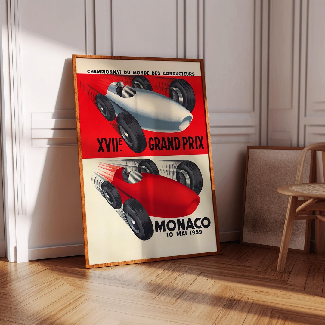 1959 Monaco Grand Prix Poster, 1959 Monte Carlo Grand Prix, Vintage ...