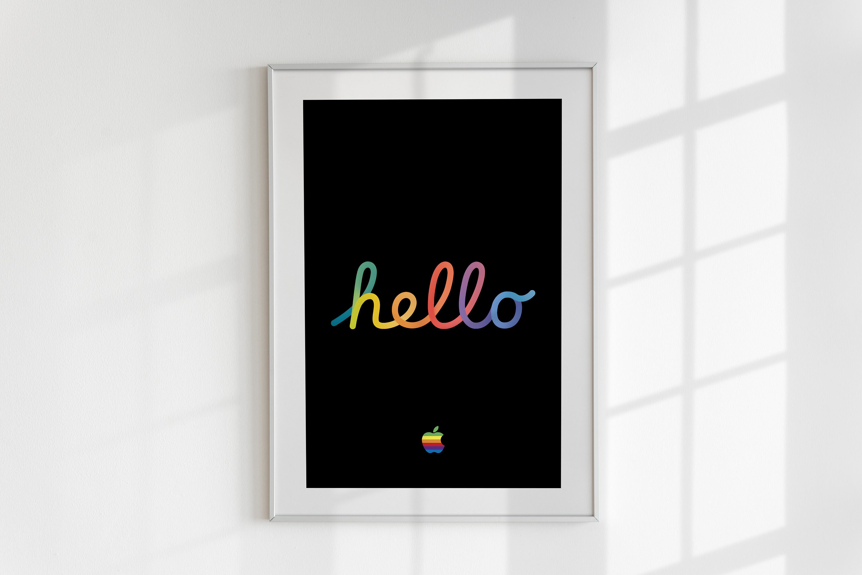 Apple Hello Poster, Apple Logo Poster, Rainbow Apple Logo, Apple Wall ...