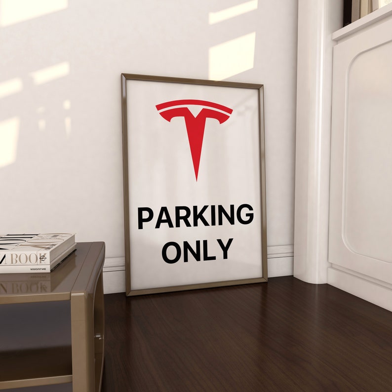 Tesla Park Only Poster, Tesla Poster, Tesla Print, Tesla Wall Art, Car ...