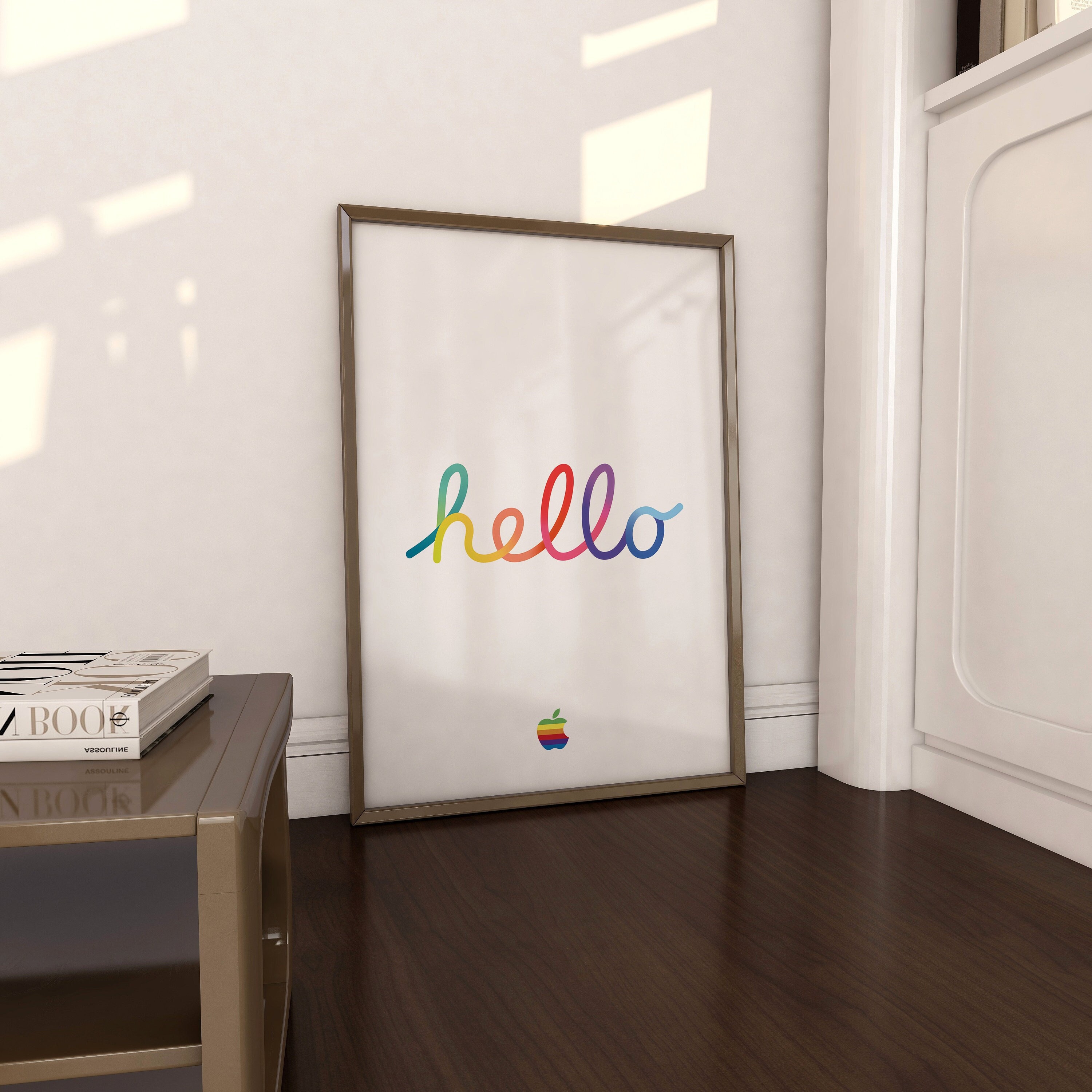 Apple Hello Poster, Apple Logo Poster, Rainbow Apple Logo, Apple Wall ...