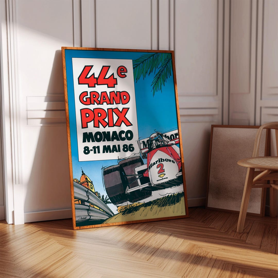 1986 Monaco Grand Prix Poster, 1986 Formula 1 Monte Carlo, Vintage ...