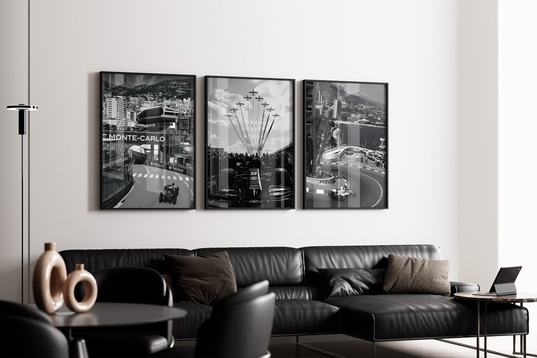Set of 3 F1 Poster, Formula 1 Poster, Black and White F1 Poster ...