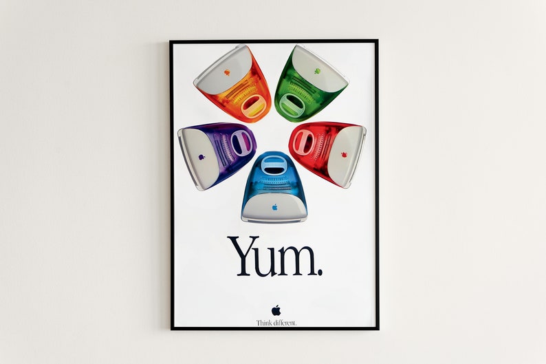 Vintage Apple Posters, Apple Logo Poster, Rainbow Apple Logo, Gift for ...