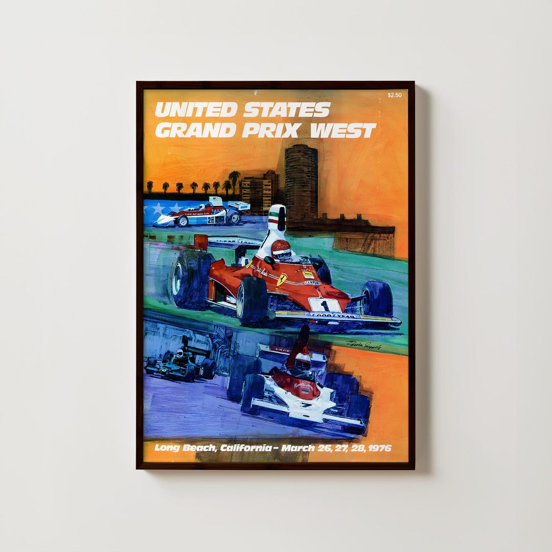 Vintage 1976 United States Grand Prix West Poster, F1 Grand Prix Poster ...