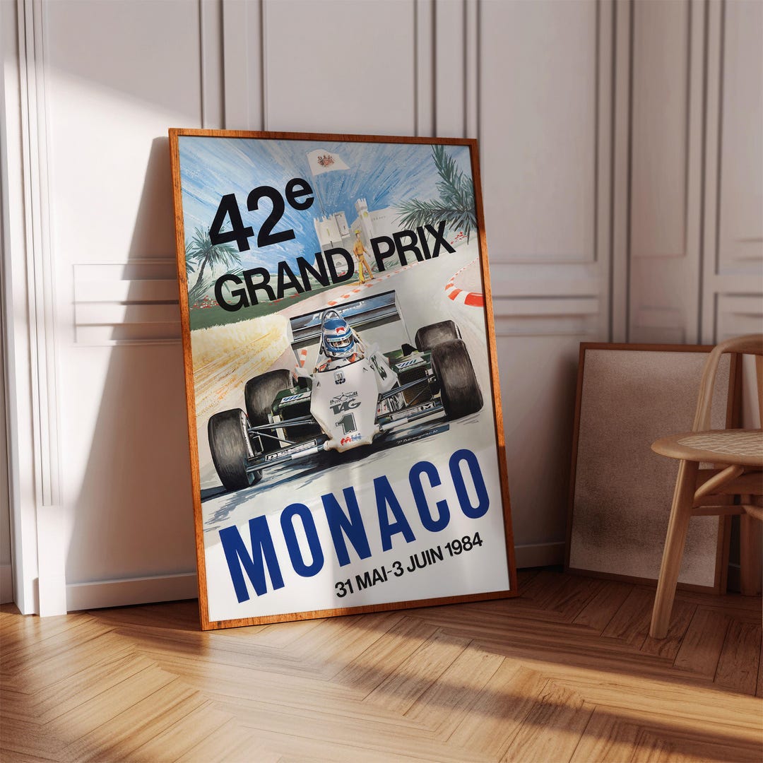1984 Monaco Grand Prix Poster, 1984 Formula 1 Monte Carlo, Vintage ...