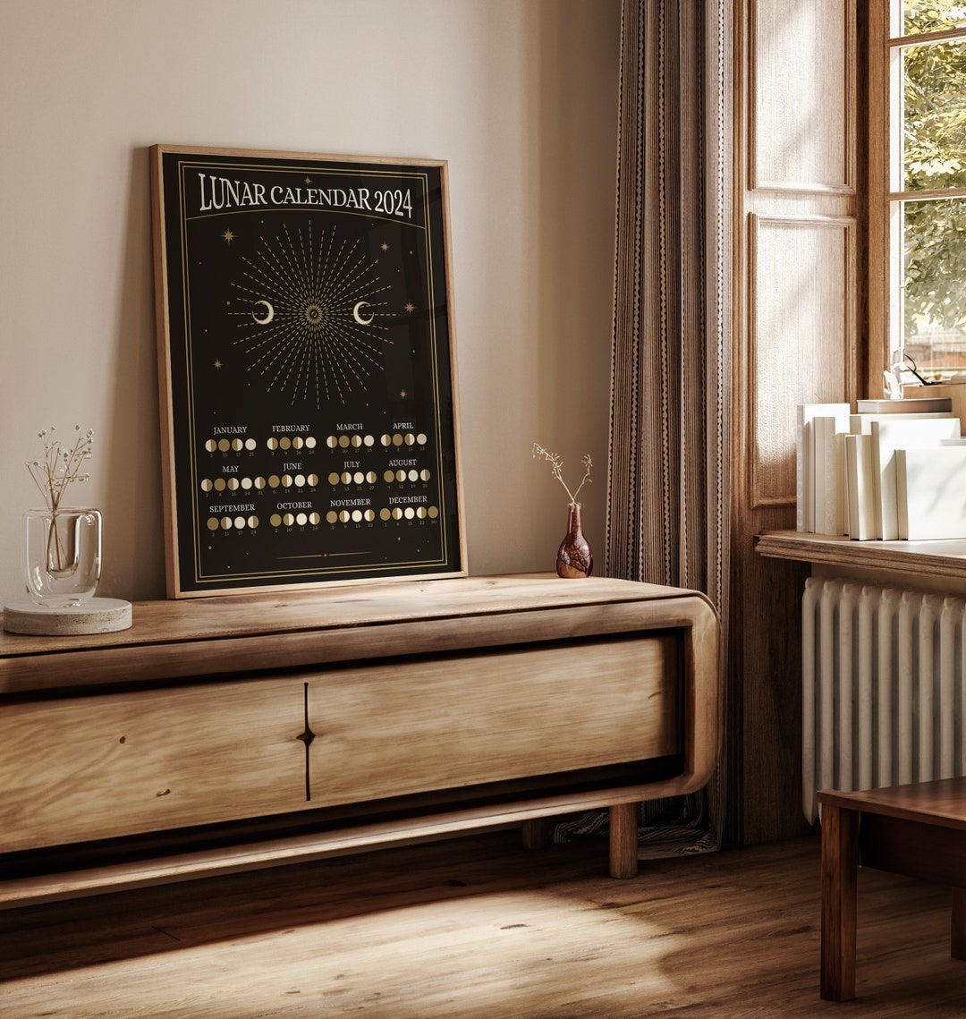 2024 Lunar Calendar Moon Phase Calendar Digital Download - Etsy