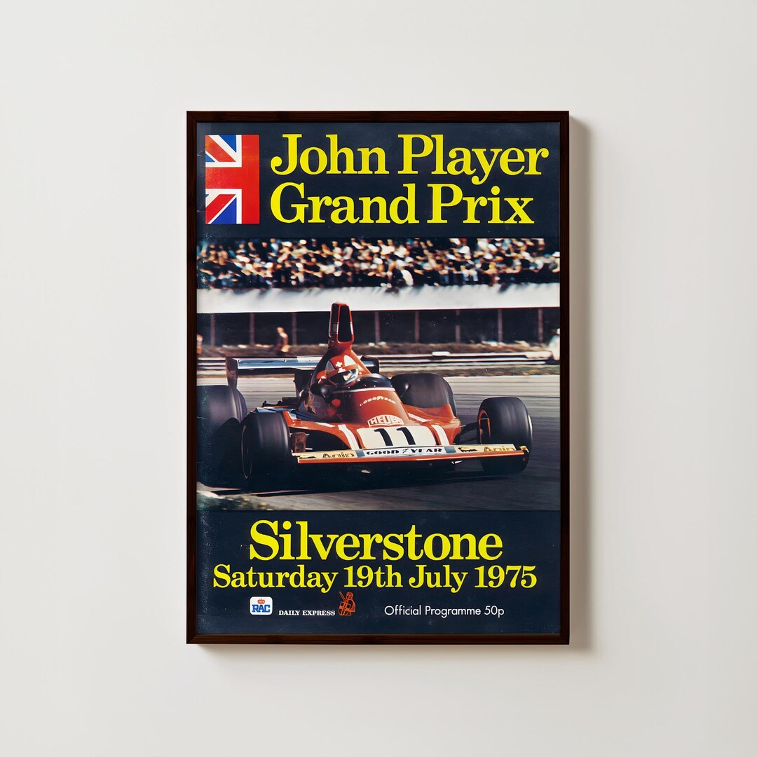 1975 British Grand Prix Poster, 1975 Silverstone, Vintage Formula 1 ...