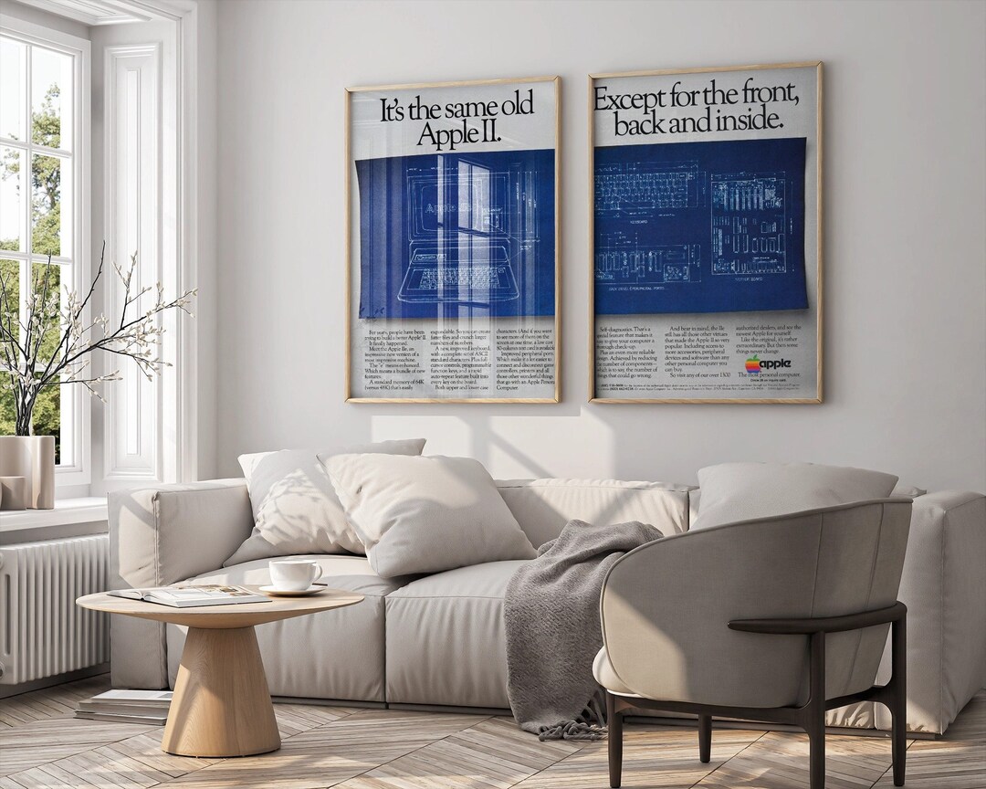 Set of 2 Retro Apple II Poster, Apple II Poster, Apple Macintosh Poster ...