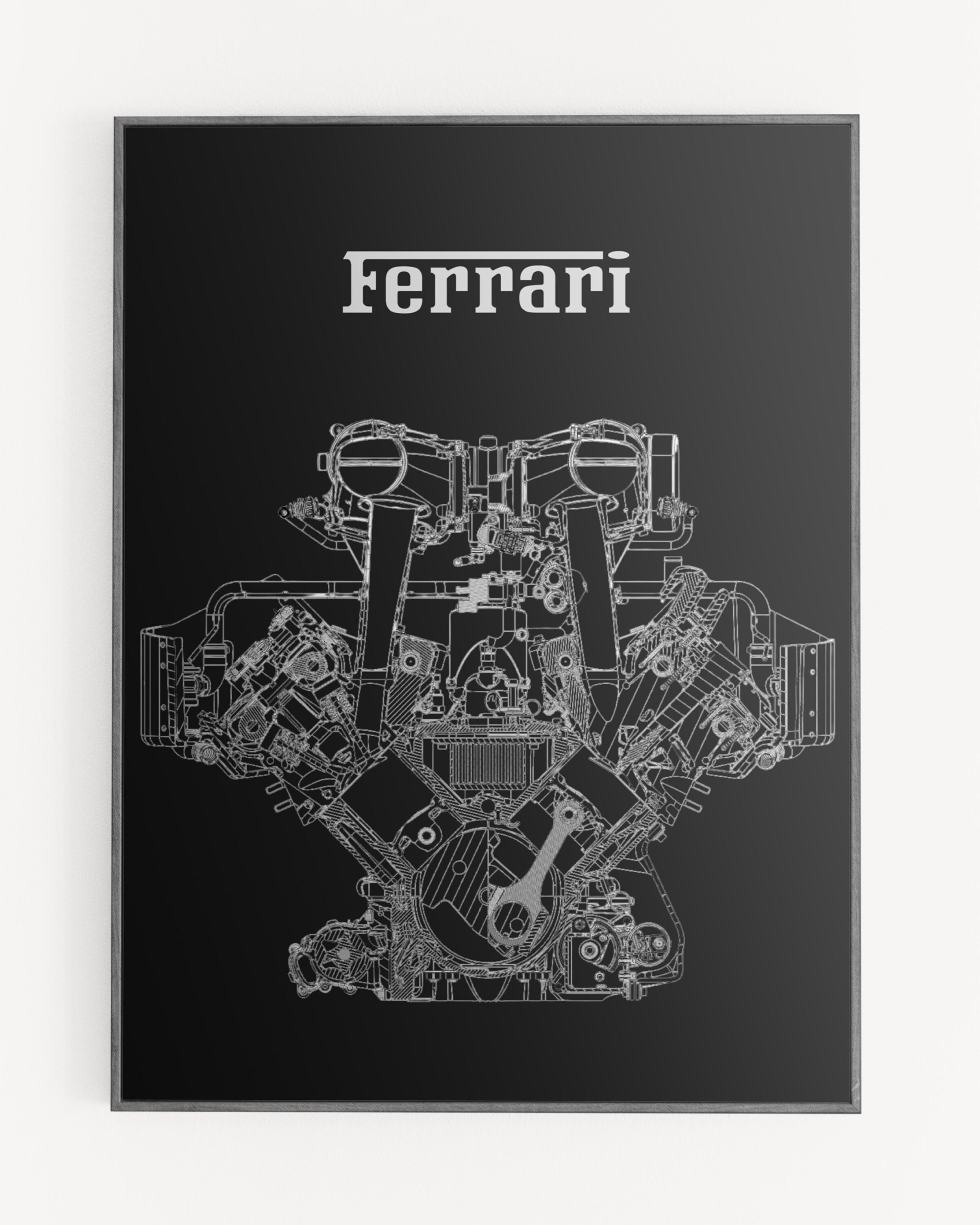 Ferrari 458 Italia V8 Engine Sketch Car Engine Sketch Car - Etsy