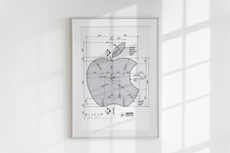 Apple Logo Sketch Poster, Apple Logo Poster, Apple Logo, Gift for Apple ...