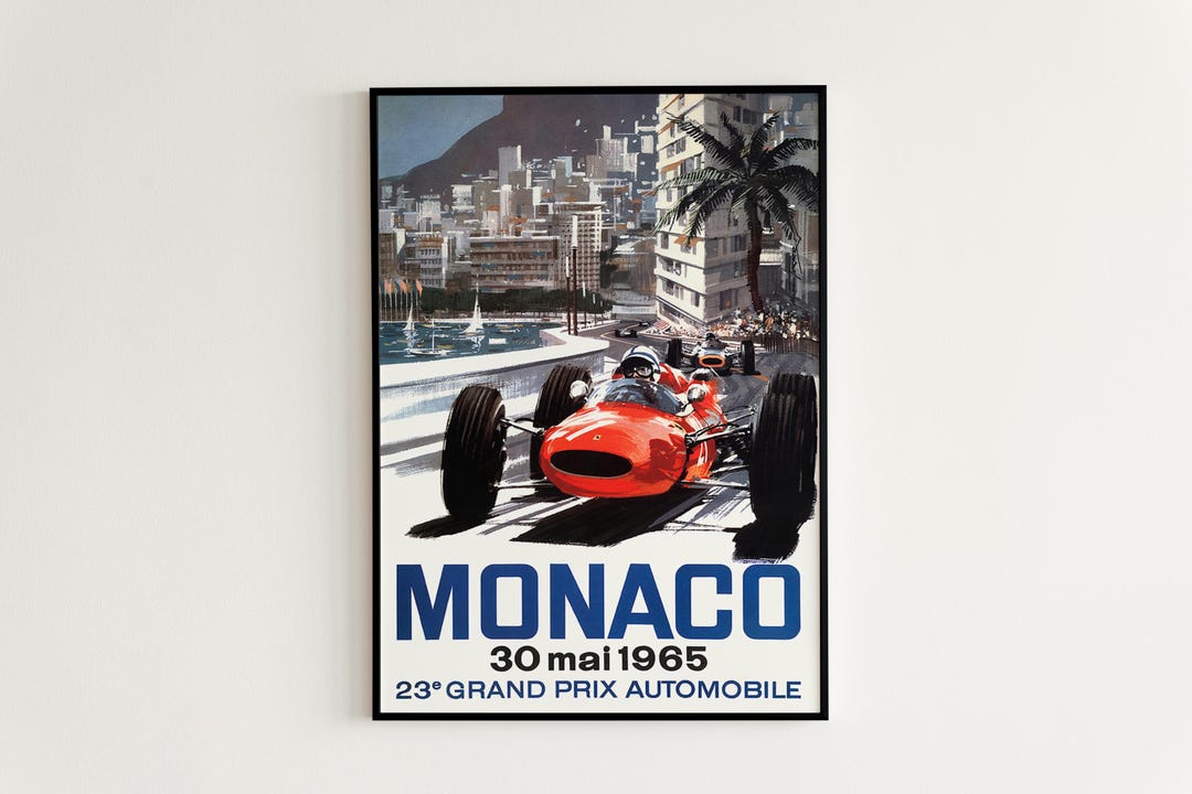 Vintage 1965 Monaco Grand Prix Poster, Monaco 1965 Grand Prix Poster ...