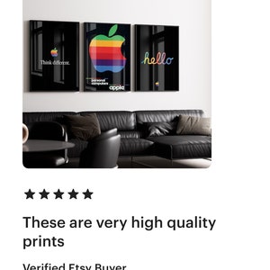 Set of 3 Apple Poster, Apple Logo Poster, Rainbow Apple Logo, Apple ...