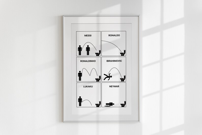 Footballer Bathroom Breaks Poster, Messi Poster, Ronaldo Poster ...