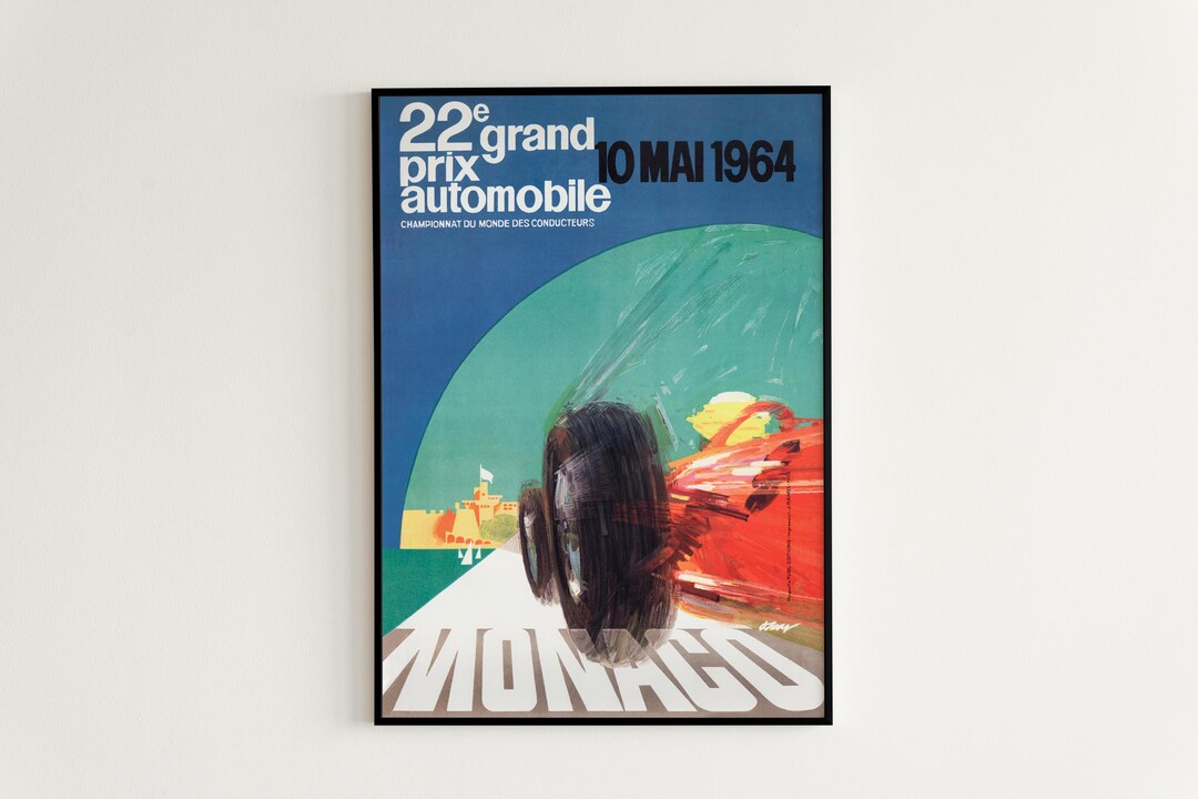 Vintage 1964 Monaco Grand Prix Poster, Monaco 1964 Grand Prix Poster ...