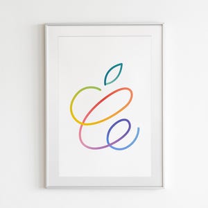 Set of 3 Apple Poster, Apple Logo Poster, Rainbow Apple, Apple Wall Art ...