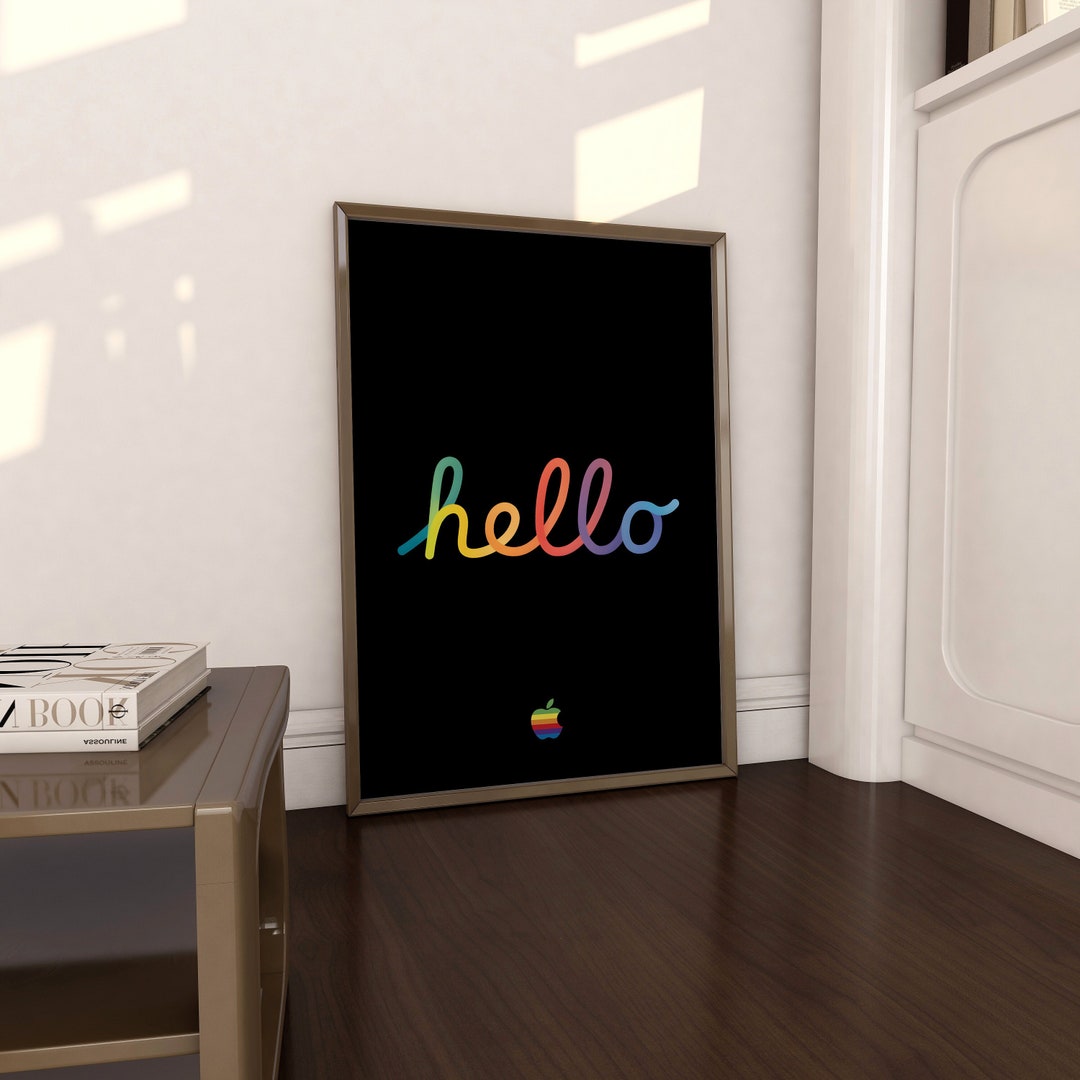 Apple Hello Poster, Apple Logo Poster, Rainbow Apple Logo, Apple Wall ...