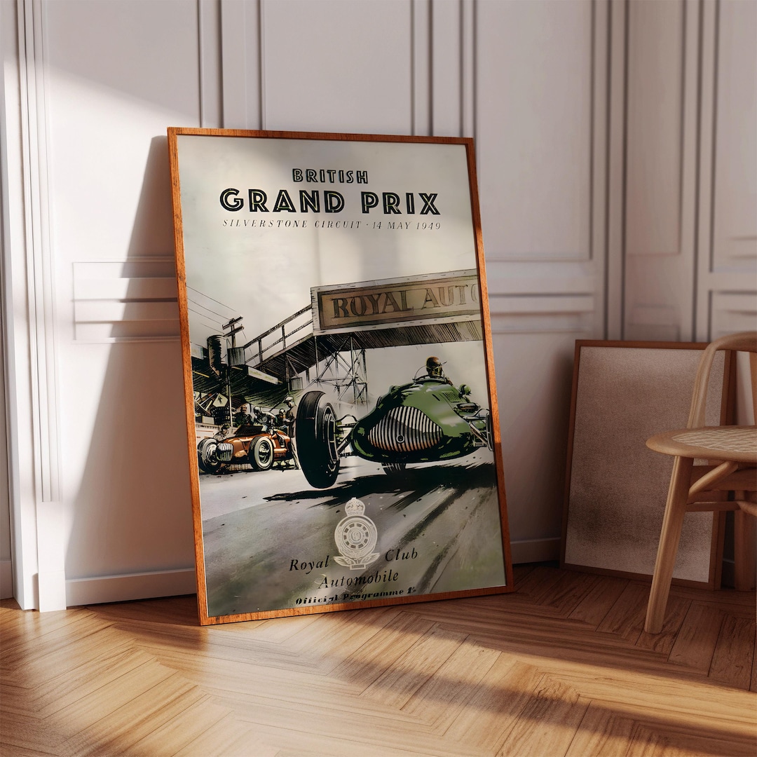 Vintage 1949 British Grand Prix Poster, 1949 Silverstone, Vintage ...