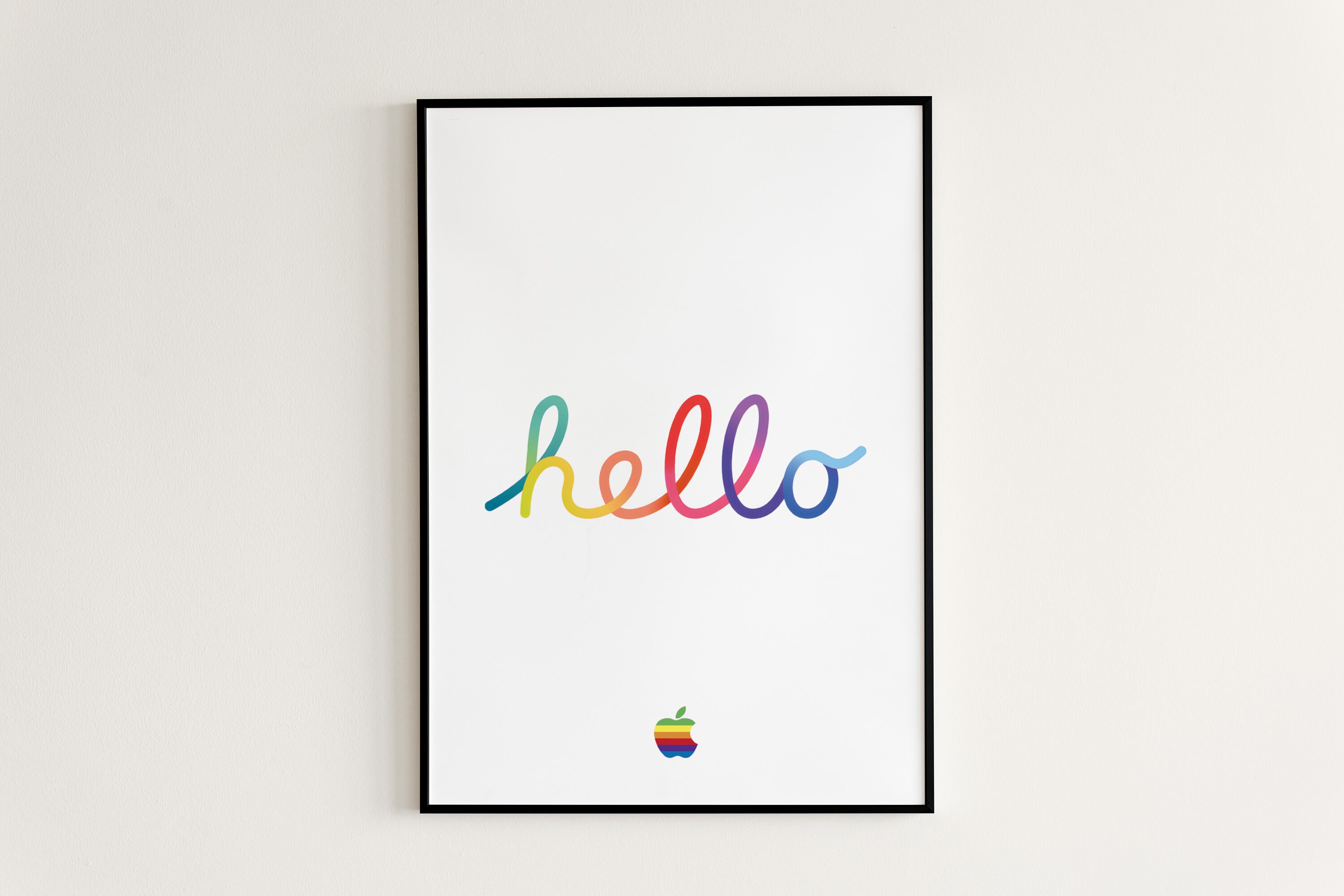 Apple Hello Poster, Apple Logo Poster, Rainbow Apple Logo, Apple Wall ...