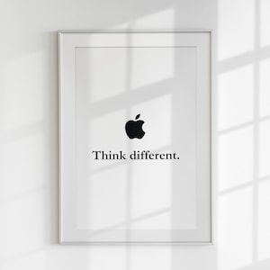 Think Different Apple Slogan Poster, Apple Logo Poster, Rainbow Apple ...