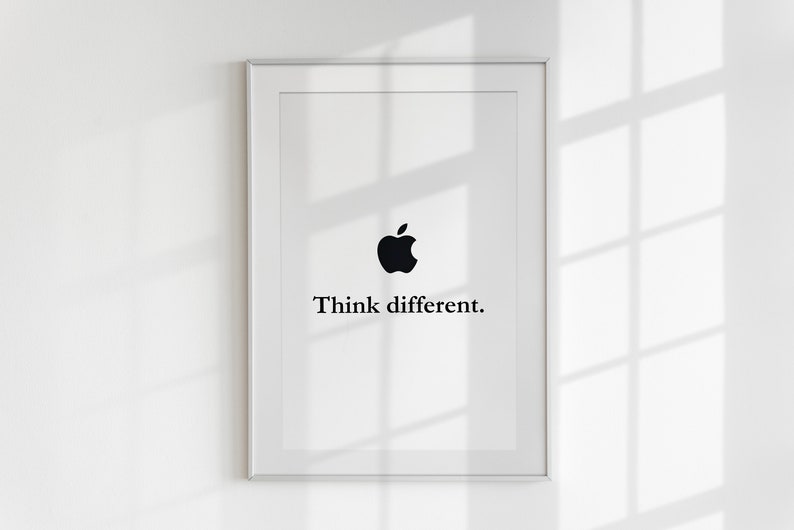 Think Different Apple Slogan Poster, Apple Logo Poster, Rainbow Apple ...