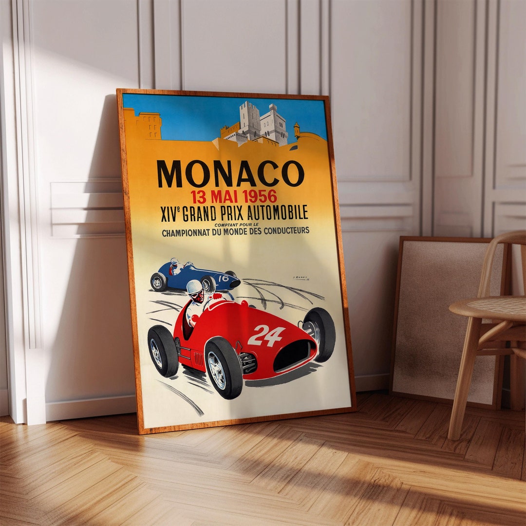 1956 Monaco Grand Prix Poster, 1956 Monte Carlo Grand Prix, Vintage ...