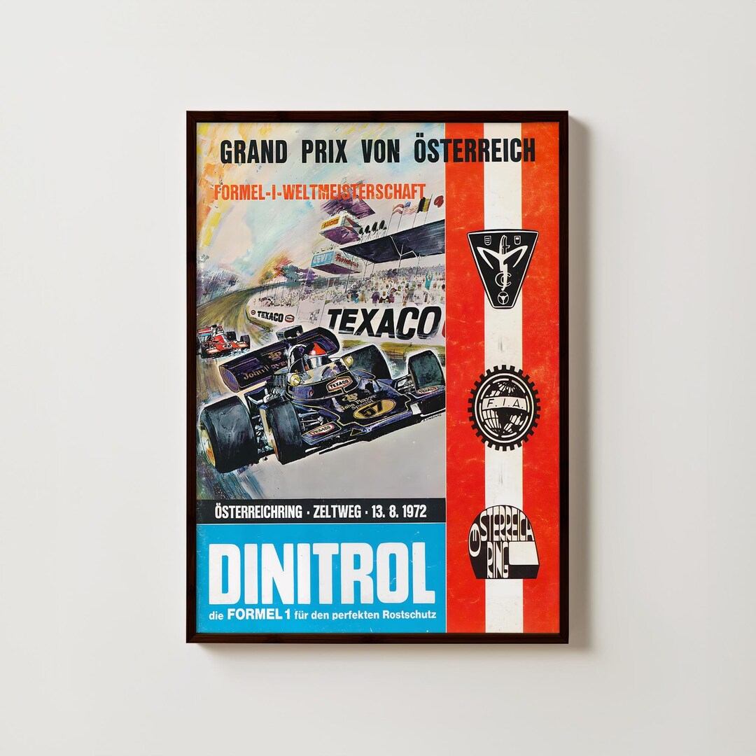 1972 Austrian Grand Prix Poster, Vintage Formula 1 Poster ...