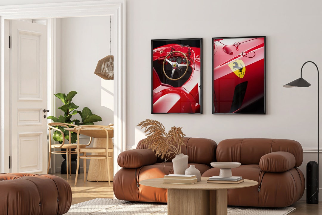Set of 2 Ferrari Poster, Ferrari Classic Car Poster, Retro Ferrari ...