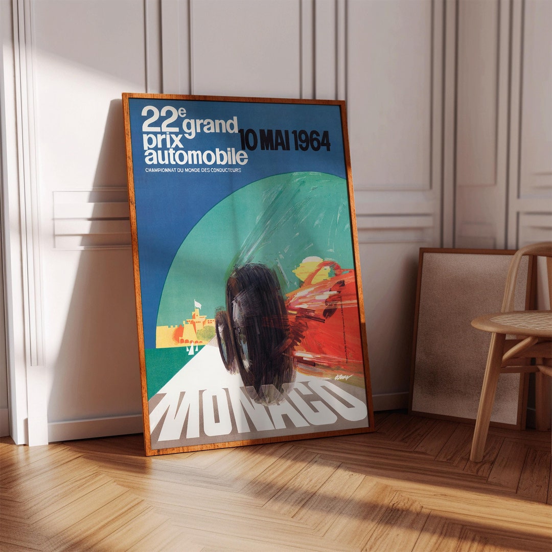 1964 Monaco Grand Prix Poster, 1964 Monte Carlo Grand Prix, Vintage ...