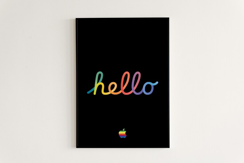 Apple Hello Poster, Apple Logo Poster, Rainbow Apple Logo, Apple Wall ...