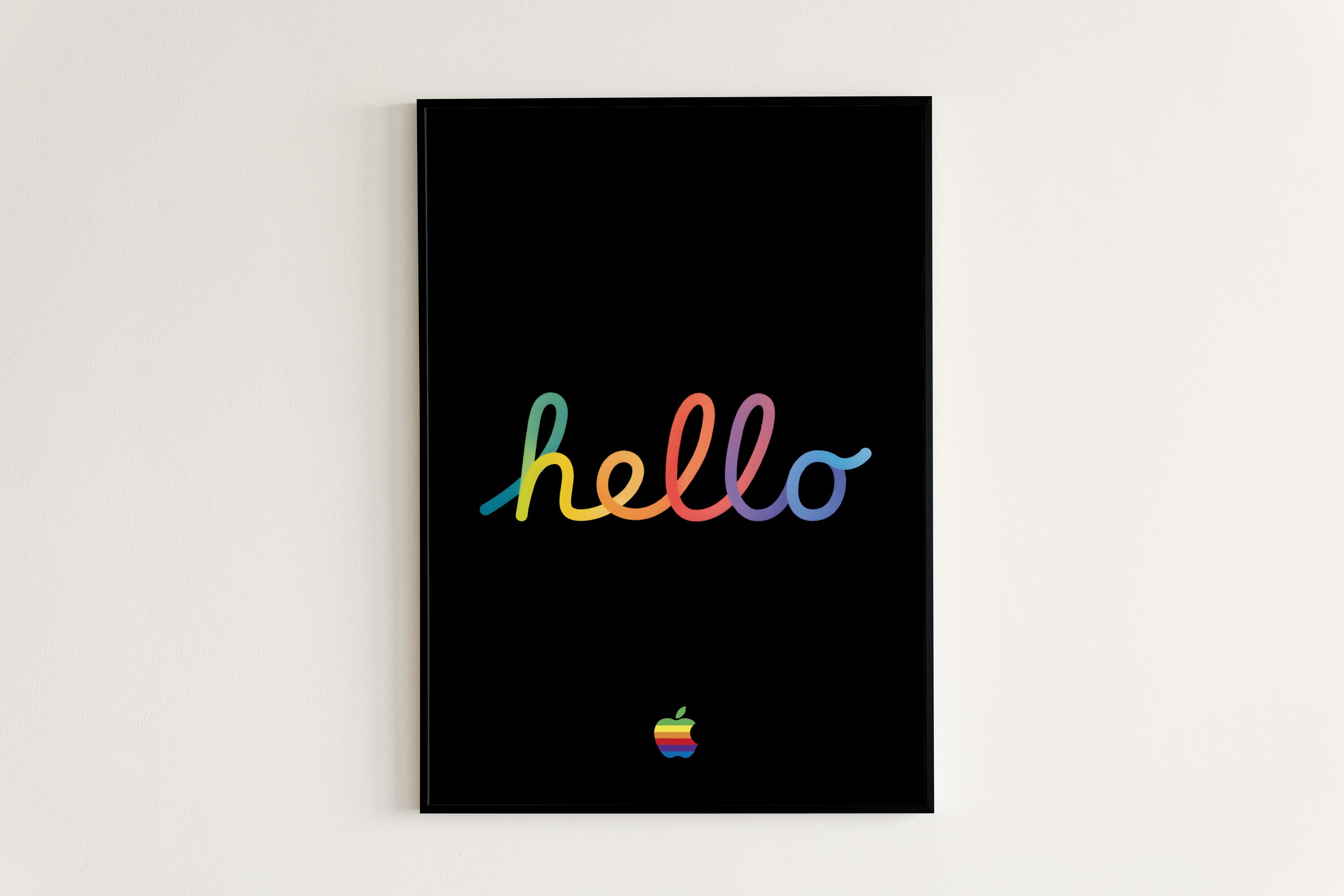 Apple Hello Poster, Apple Logo Poster, Rainbow Apple Logo, Apple Wall ...