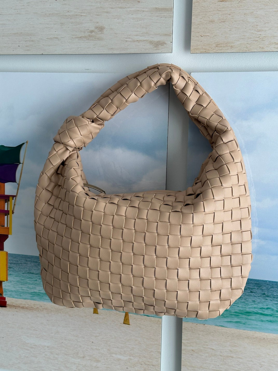 Woven Knot Handbag, Hobo Leather Bag, Knot Bag, Leather Woven Bag ...