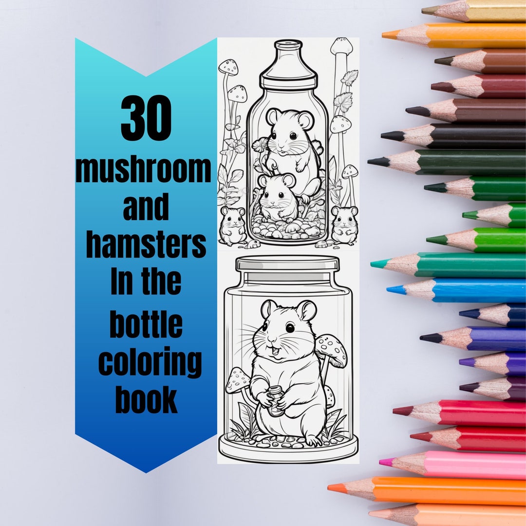 30 Mushroom and Hamsters in the Bottle Coloring Book - Etsy