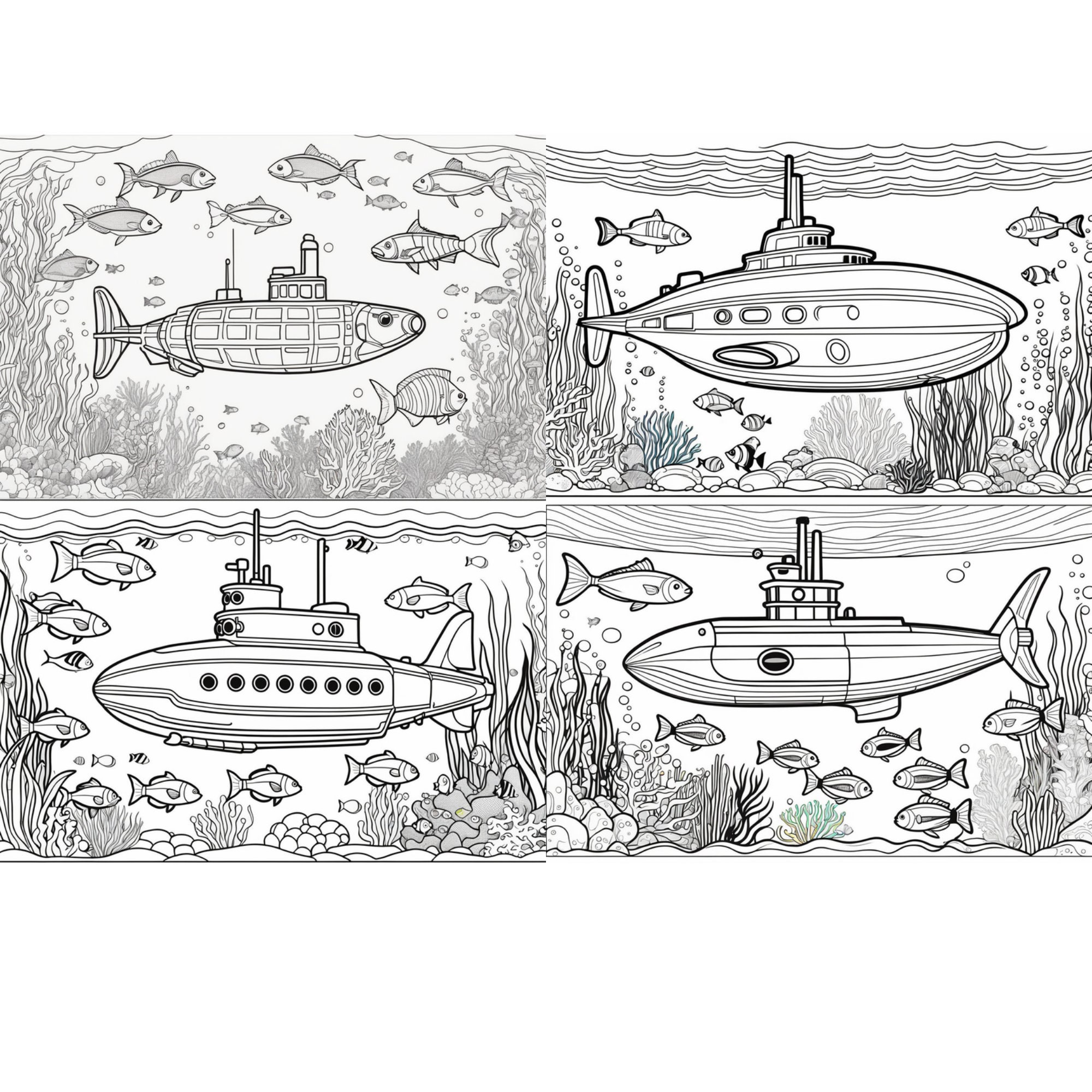 45 Submarine Vehicle Coloring Book Submarine Coloring Pages - Etsy