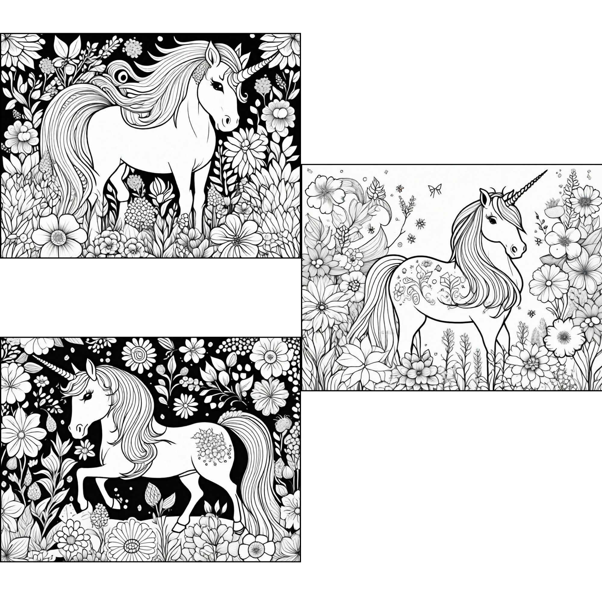 30 Unicorn Coloring Pages Fantasy Unicorns Grayscale Coloring Book for ...