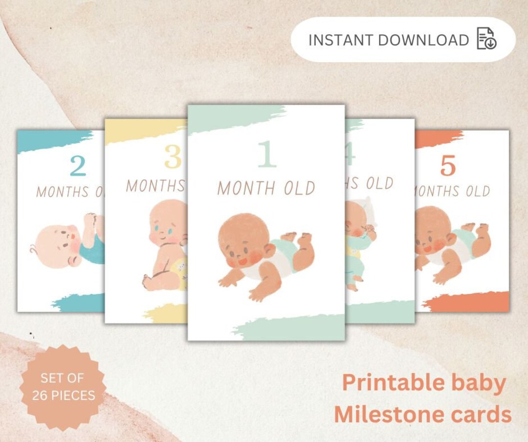 Printable Colourful Baby Milestone Cards instant Download. - Etsy